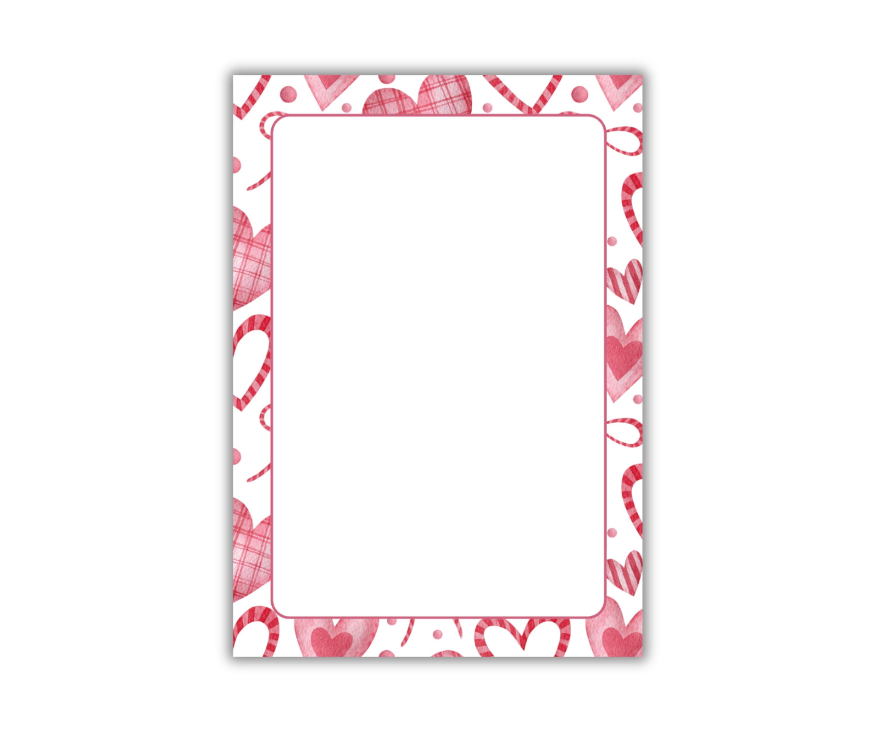 Valentine's Day Heart Page Border Set: Romantic A4 PDF Template ...