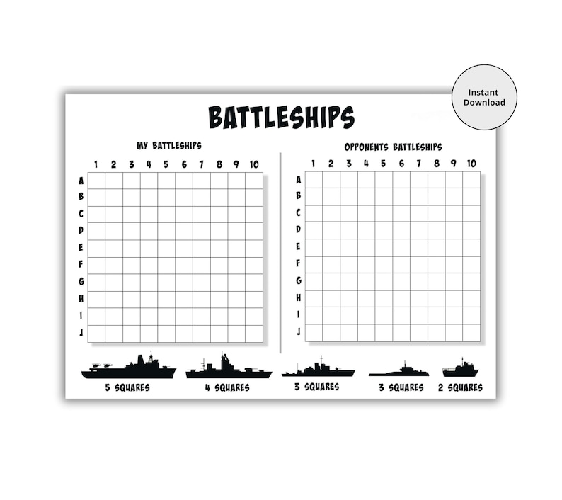 Printable Battleship Game for Kids | Screen-free Travel & Family Game ...