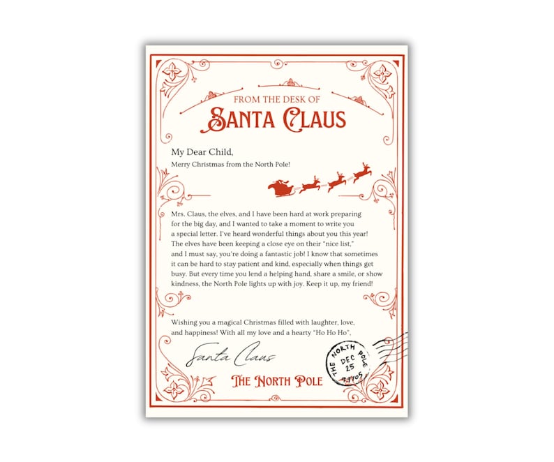 Letter From Santa Claus PDF | Printable Christmas Stationery | North ...