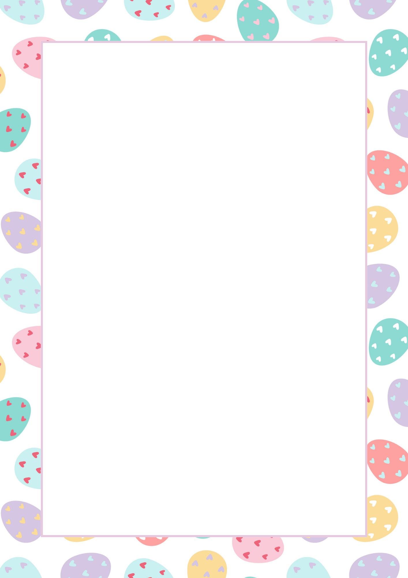 Easter Page Border PNG A4 & US Letter Size | Easter Eggs, Bunnies ...
