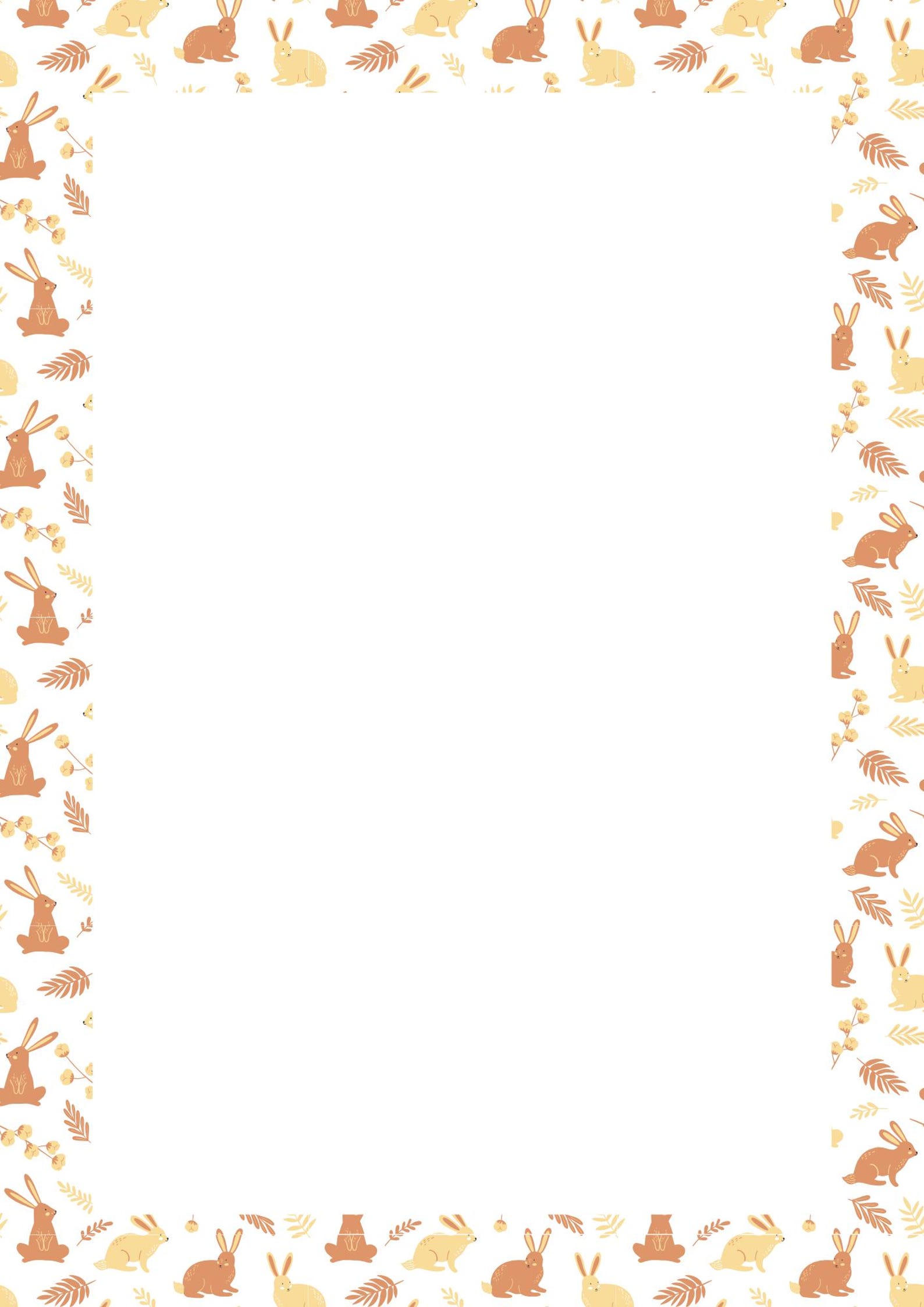 Easter Page Border PNG A4 & US Letter Size | Easter Eggs, Bunnies ...
