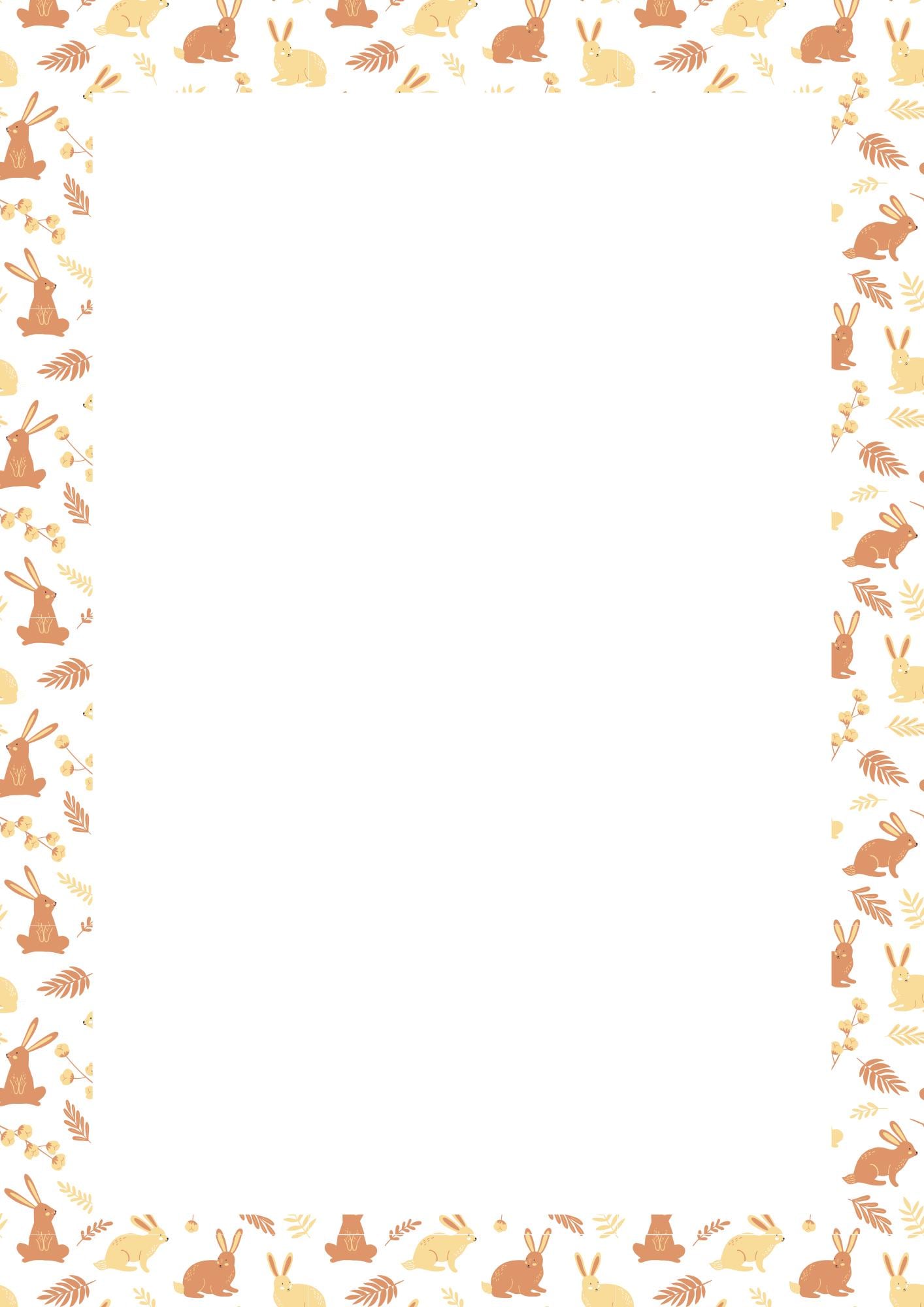 Easter Page Border PNG A4 & US Letter Size | Easter Eggs, Bunnies ...