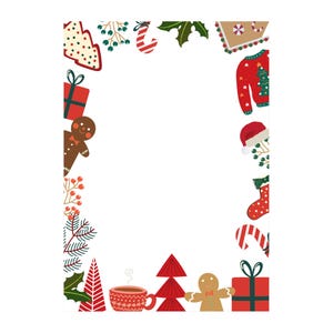 Christmas Page Border: Holiday Stationery Templates (A4 Digital ...