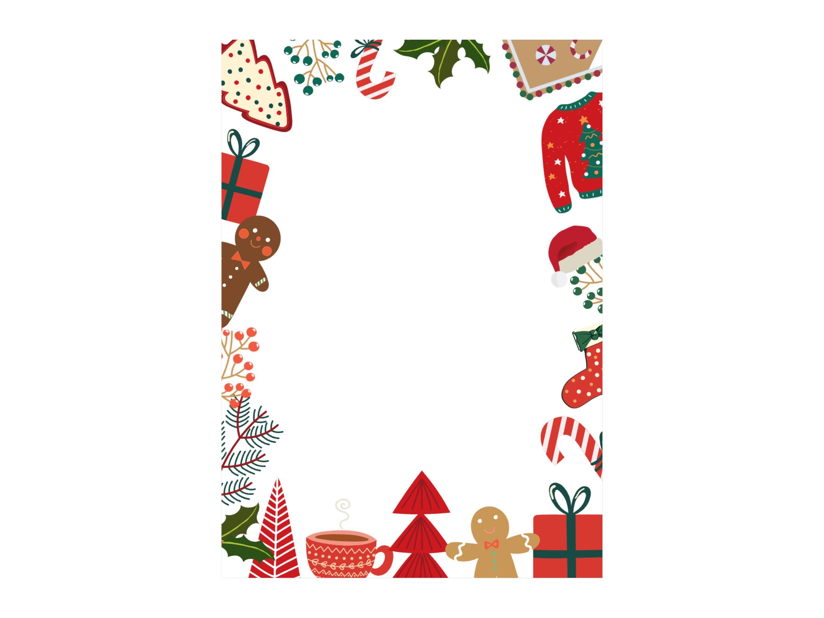 Christmas Page Border: Holiday Stationery Templates (A4 Digital ...