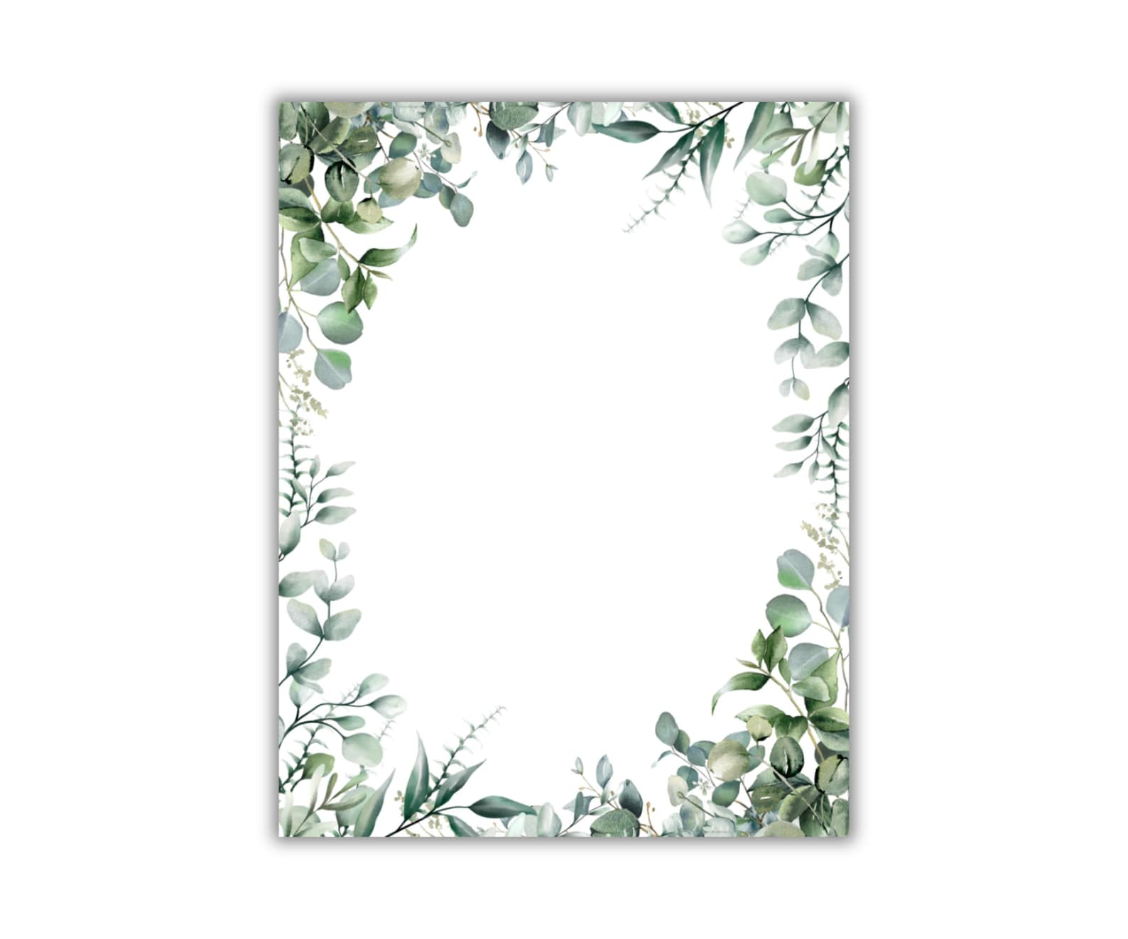 Green Floral Page Border | Printable Stationery (PDF) - Etsy