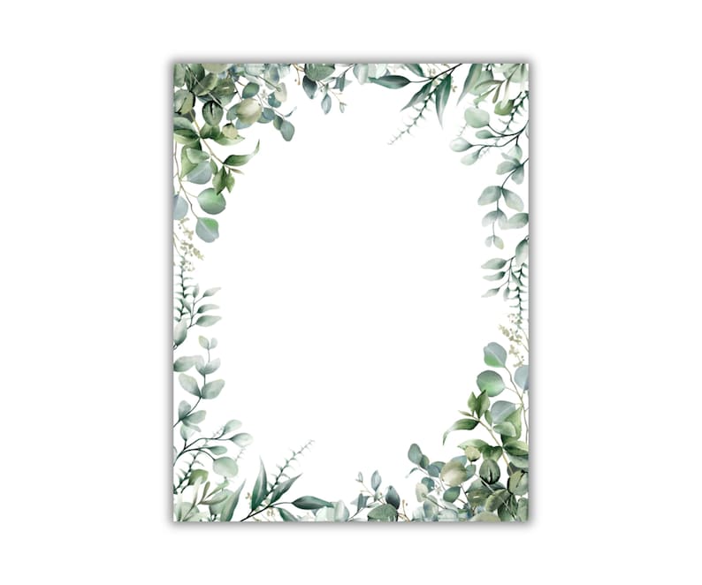 Green Floral Page Border | Printable Stationery (PDF) - Etsy