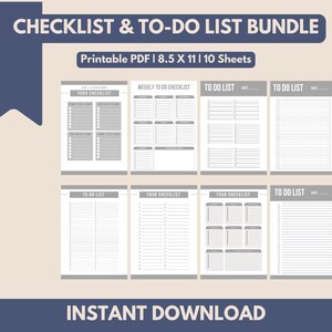 To-do-list Checklist Bundle | 10 X Printable A4 Planners | Daily ...