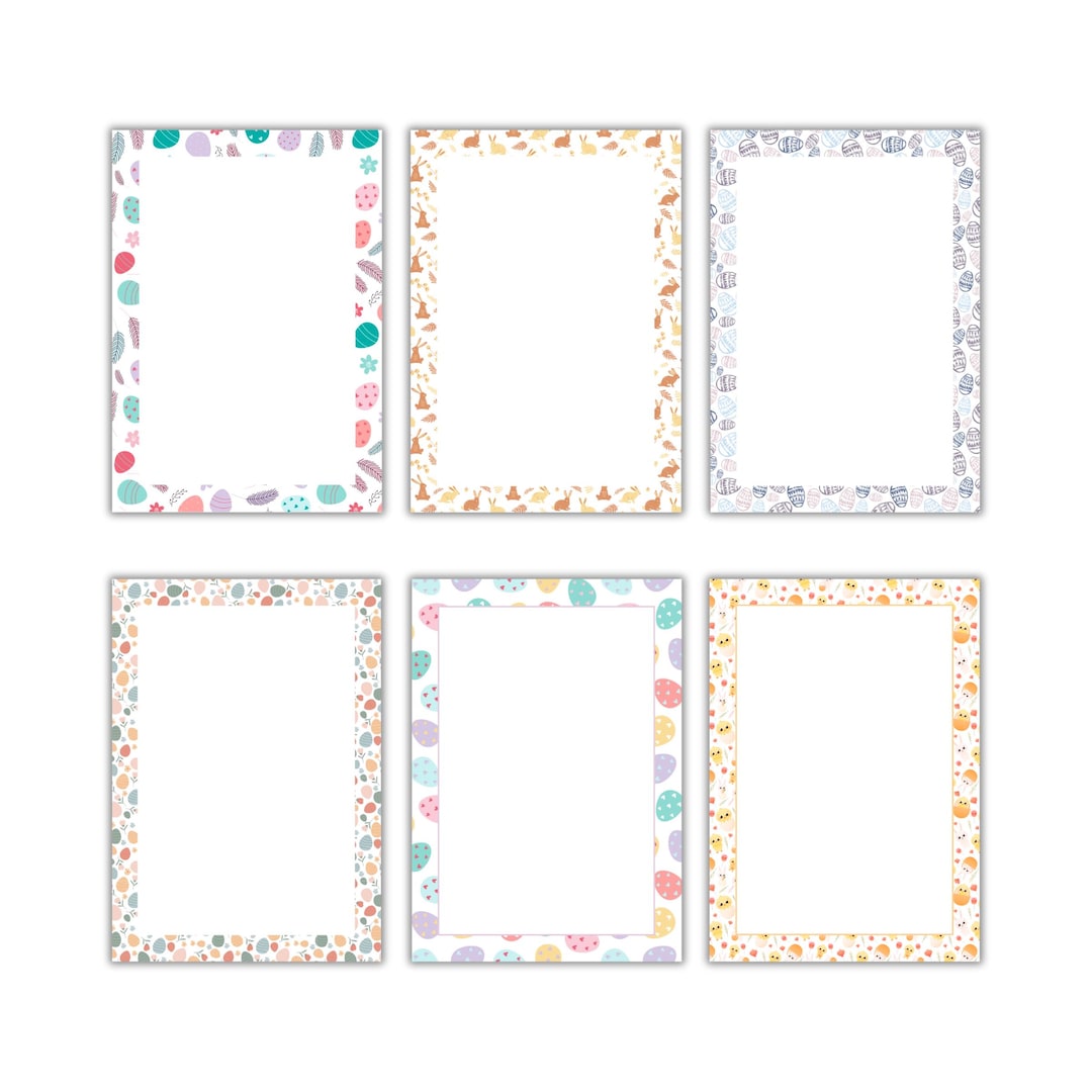 Easter Page Border PNG A4 & US Letter Size | Easter Eggs, Bunnies ...