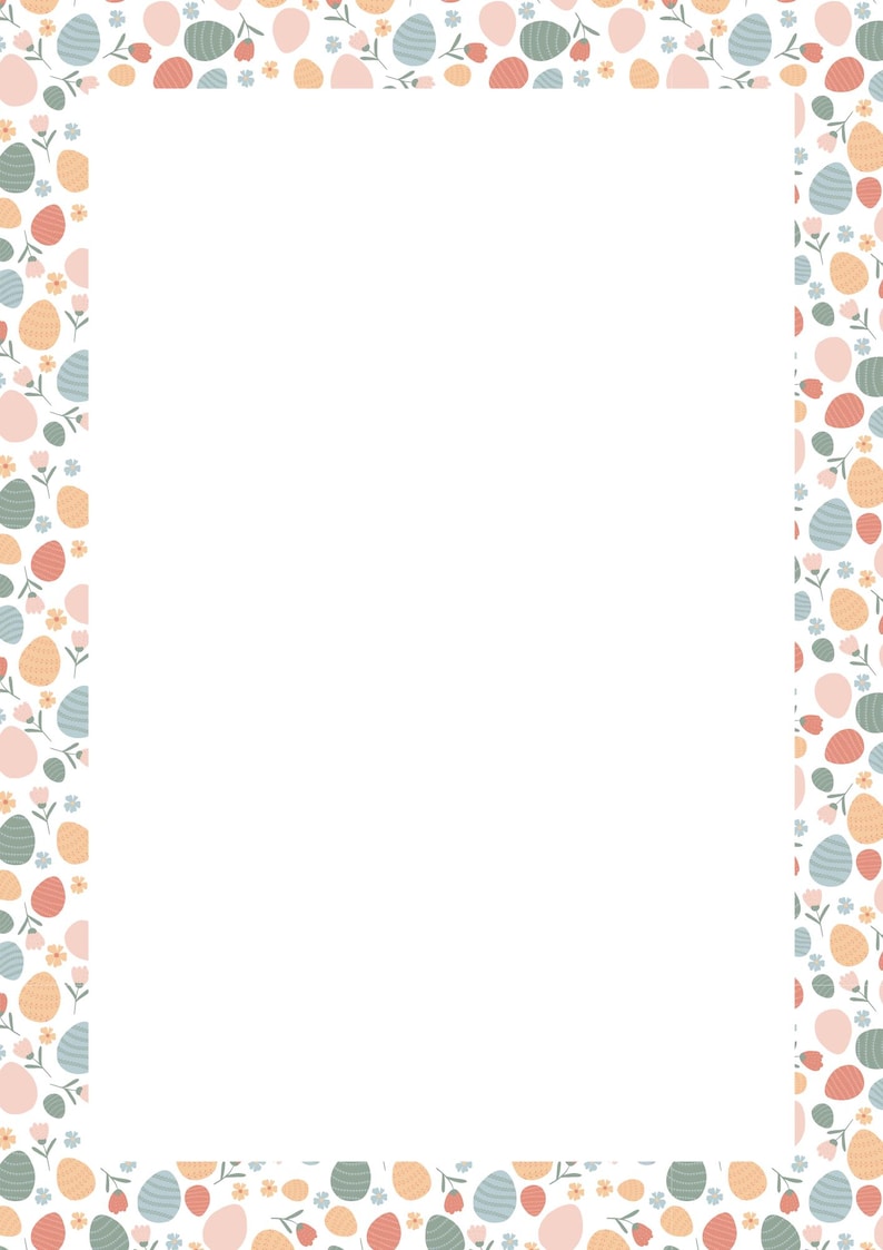 Easter Page Border PNG A4 & US Letter Size | Easter Eggs, Bunnies ...