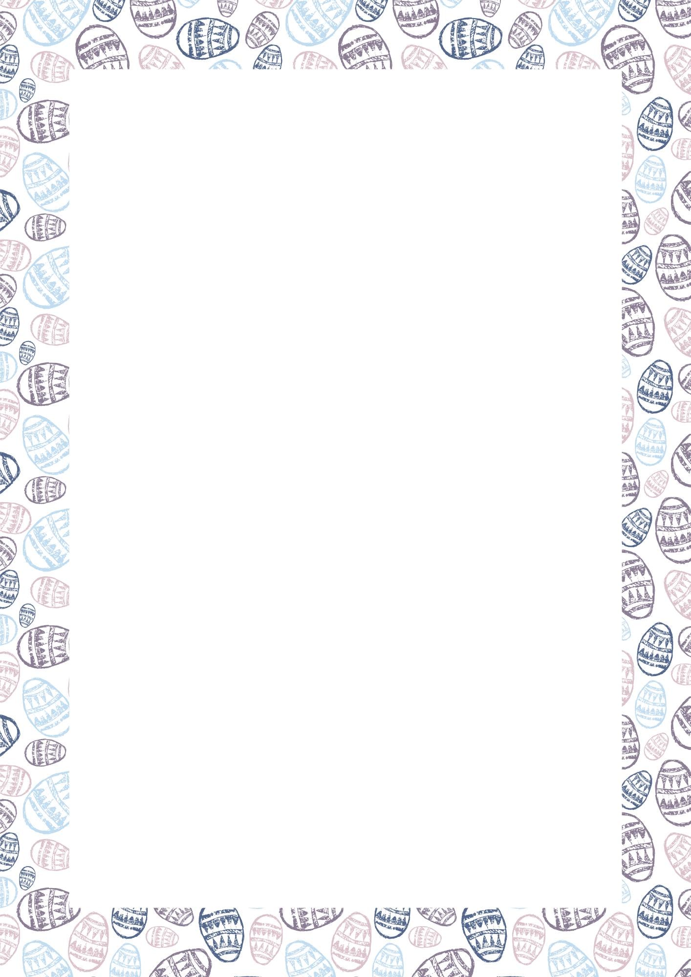Easter Page Border PNG A4 & US Letter Size | Easter Eggs, Bunnies ...