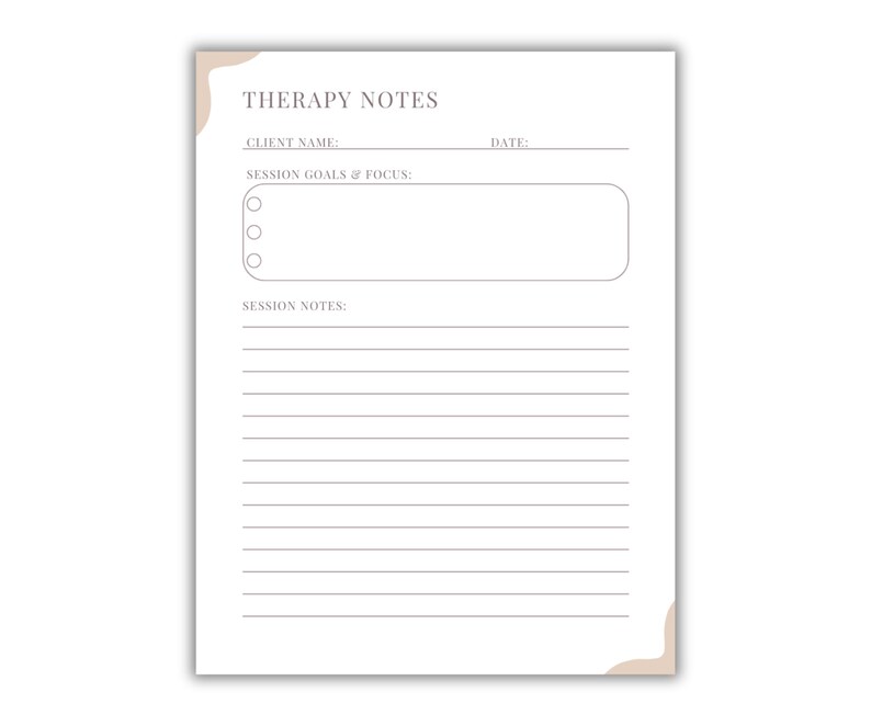 Therapy Session Notes Bundle: Printable Therapist Progress Tracker (A4 ...
