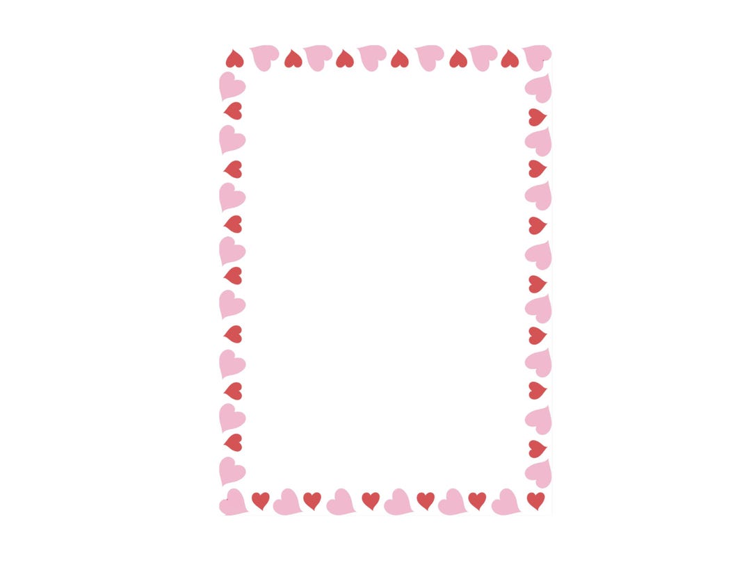 Valentine's Day Printable A4 Page Border Romantic Heart PDF Template ...