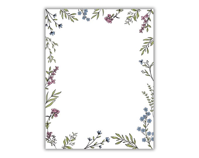 Buy Flower Border A4 Page Border Menu Template List Template Note Page ...