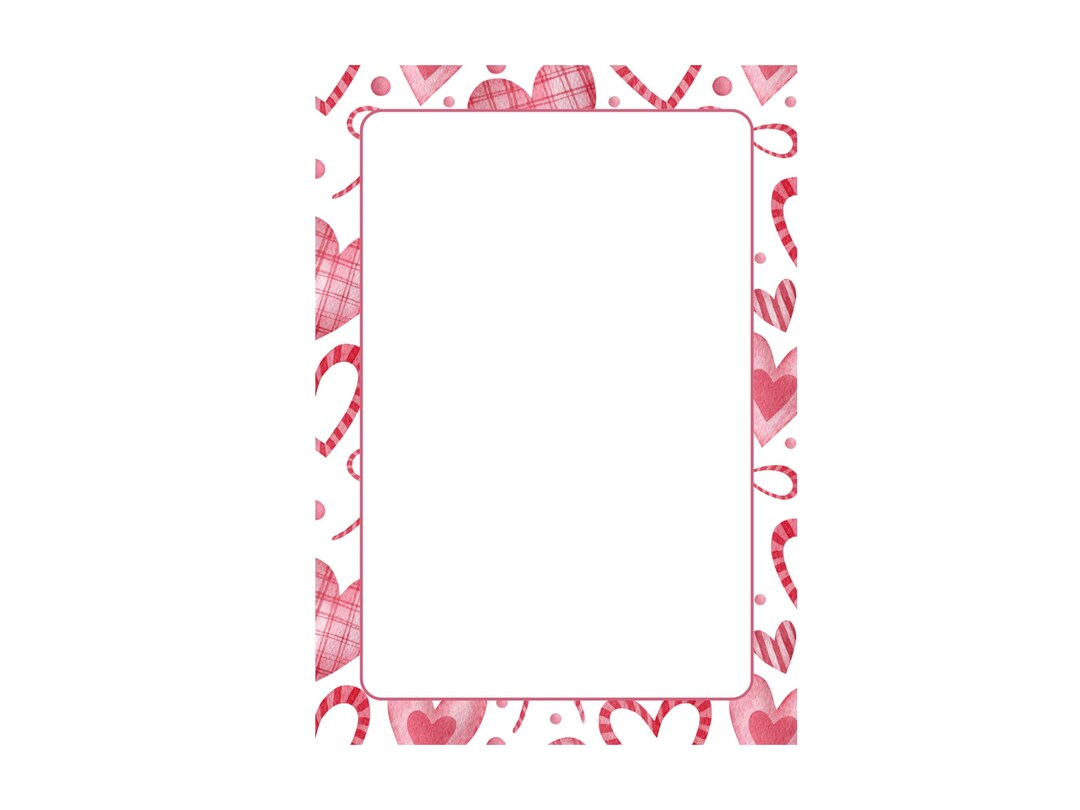 Valentine's Day Printable A4 Page Border | Romantic Heart PDF Template ...