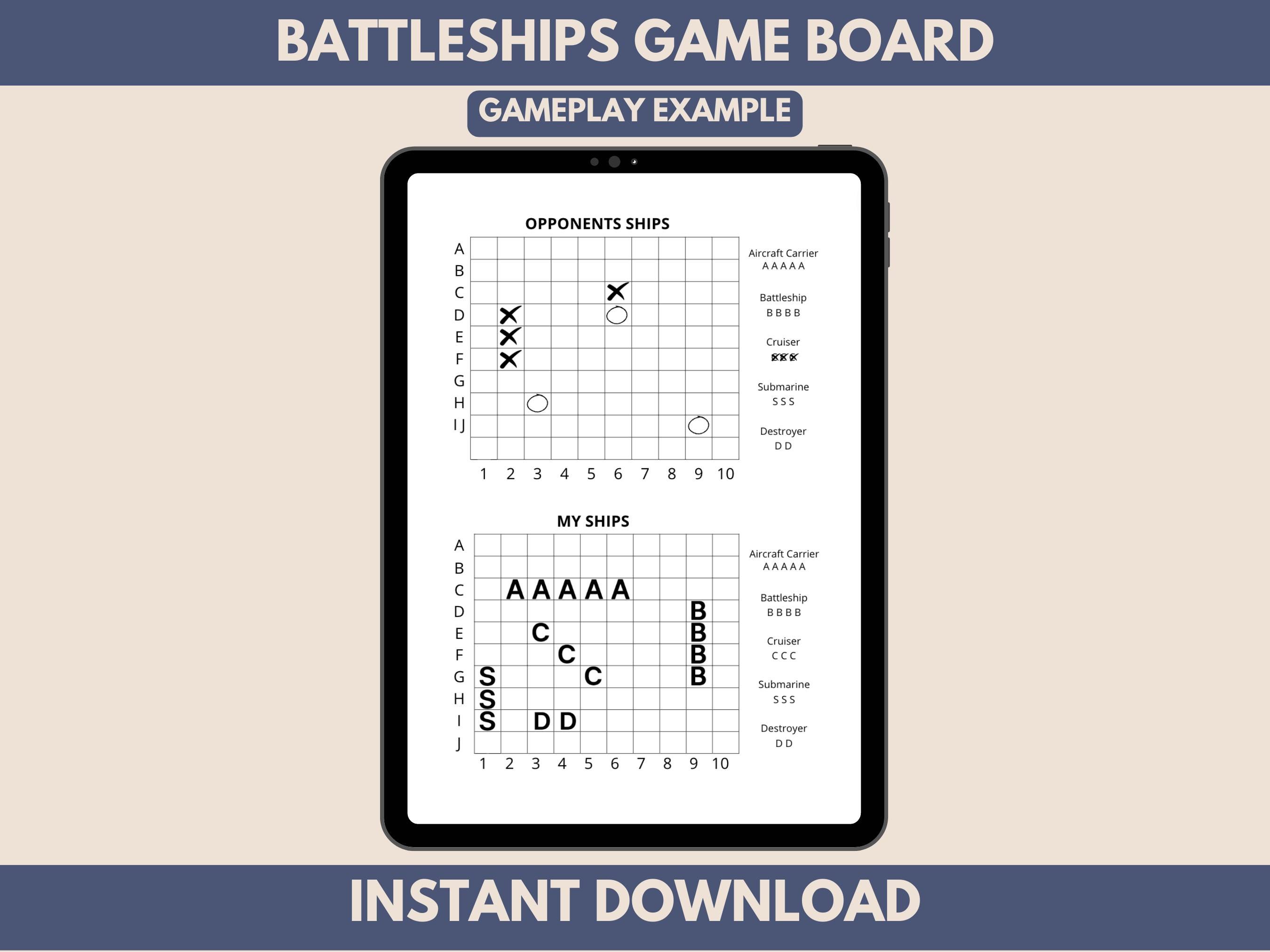 Digital Battleships Game Template Classic Battleship Game Family Game ...