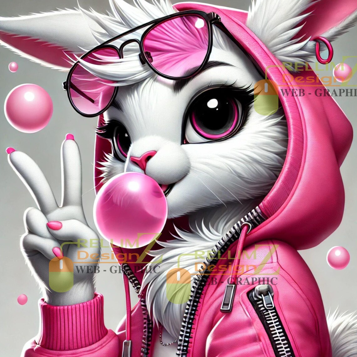 9 Stylish Cartoonish White Bunny Clipart—for T-shirts, Cards, and More ...