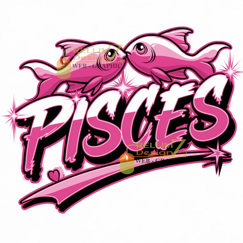 12 Pisces Zodiac 3d-style Graffiti Design! | Available in Pink and Blue ...