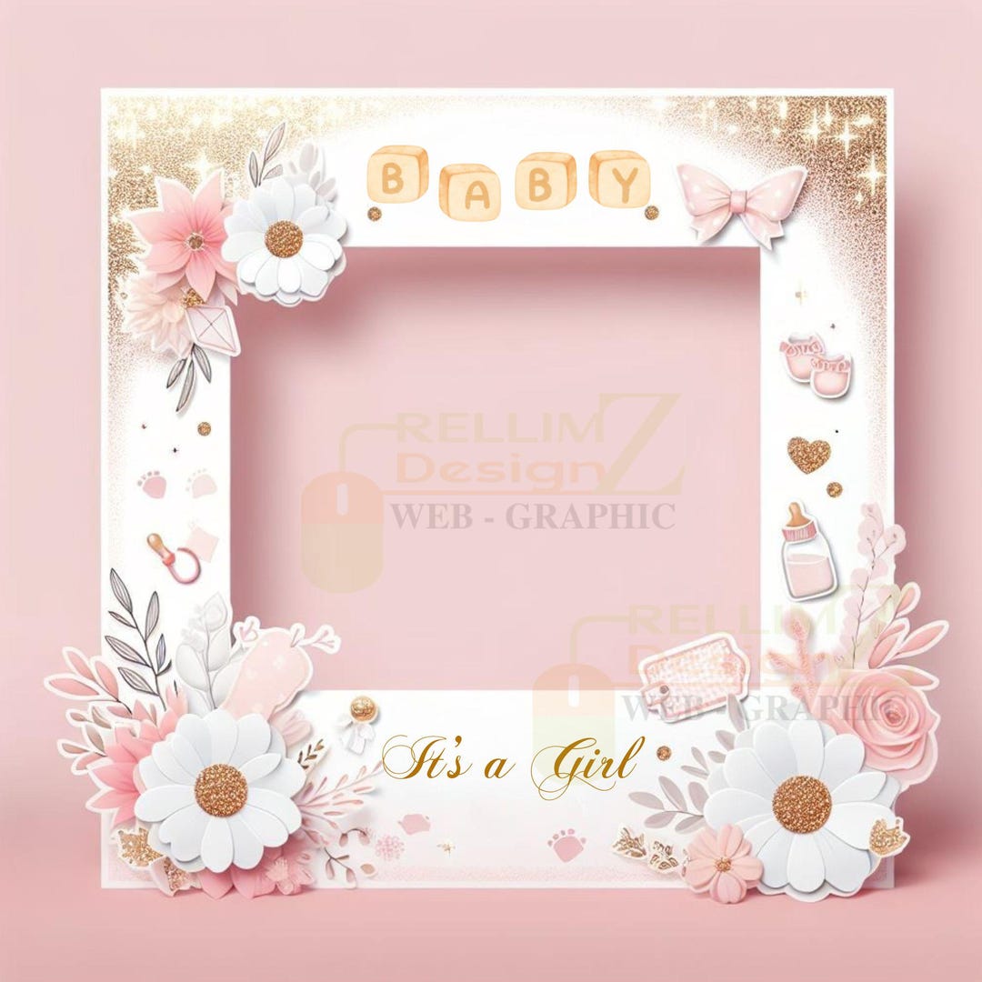 4 Large Selfie Frame Templates for a Girl’s Baby Shower—perfect for ...