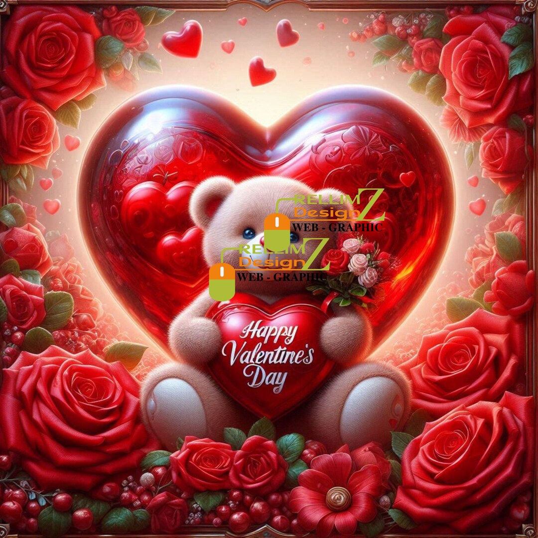 6 Valentine’s Day Red Heart Oil Painting Artwork | Digital Download - Etsy