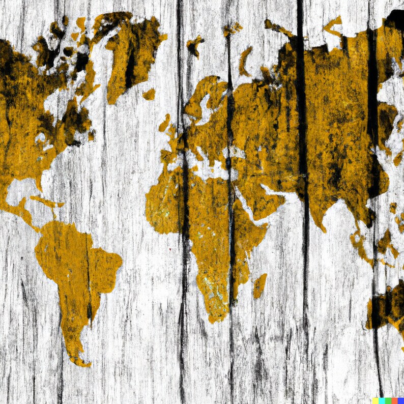 Printed Rustic World Map - Etsy