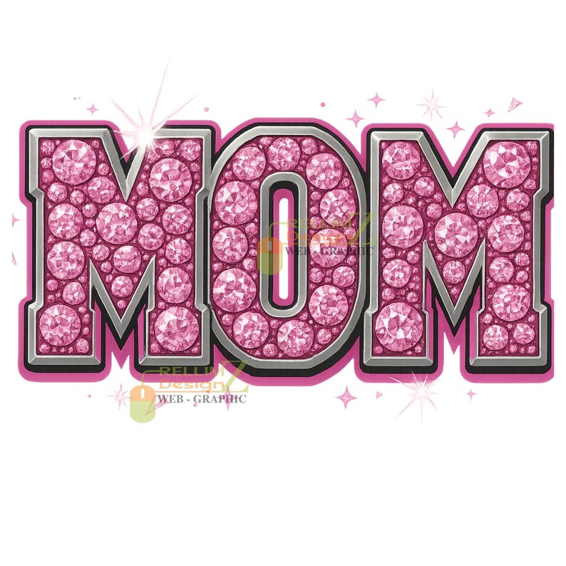 4 "mom" Pink Diamond Glitter PNG Designs - + Bonus 6 PDF Images - T ...