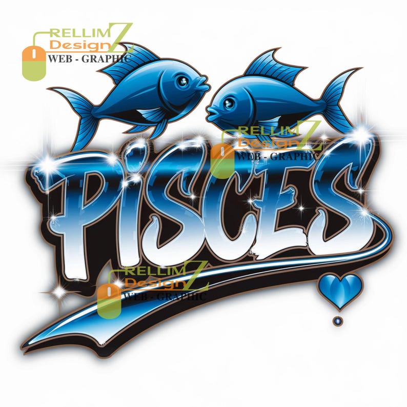 12 Pisces Zodiac 3d-style Graffiti Design! | Available in Pink and Blue ...