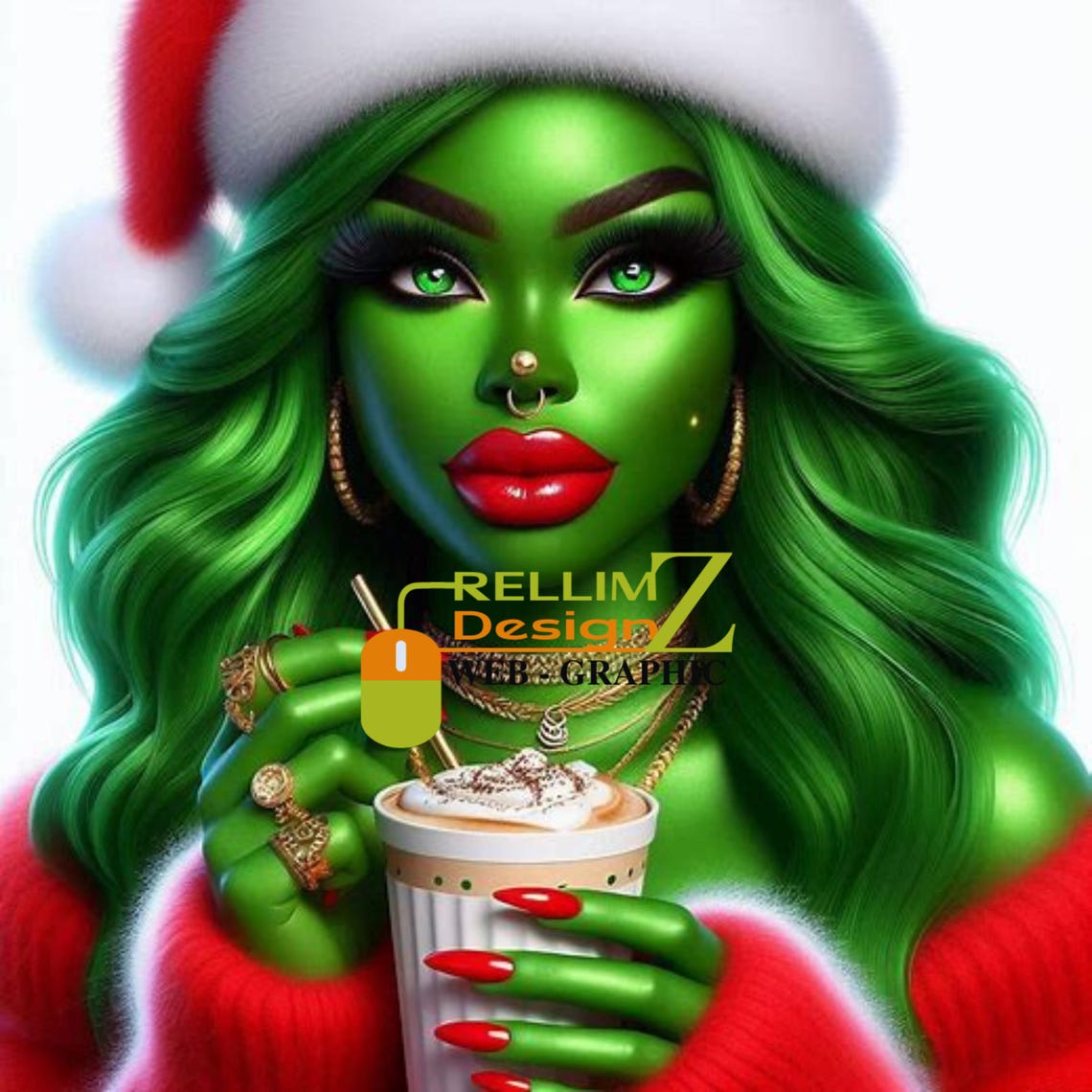 10 Beautiful African American Grinch Woman Digital Art | Christmas ...