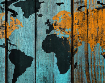 Printable Rustic World Map - Etsy