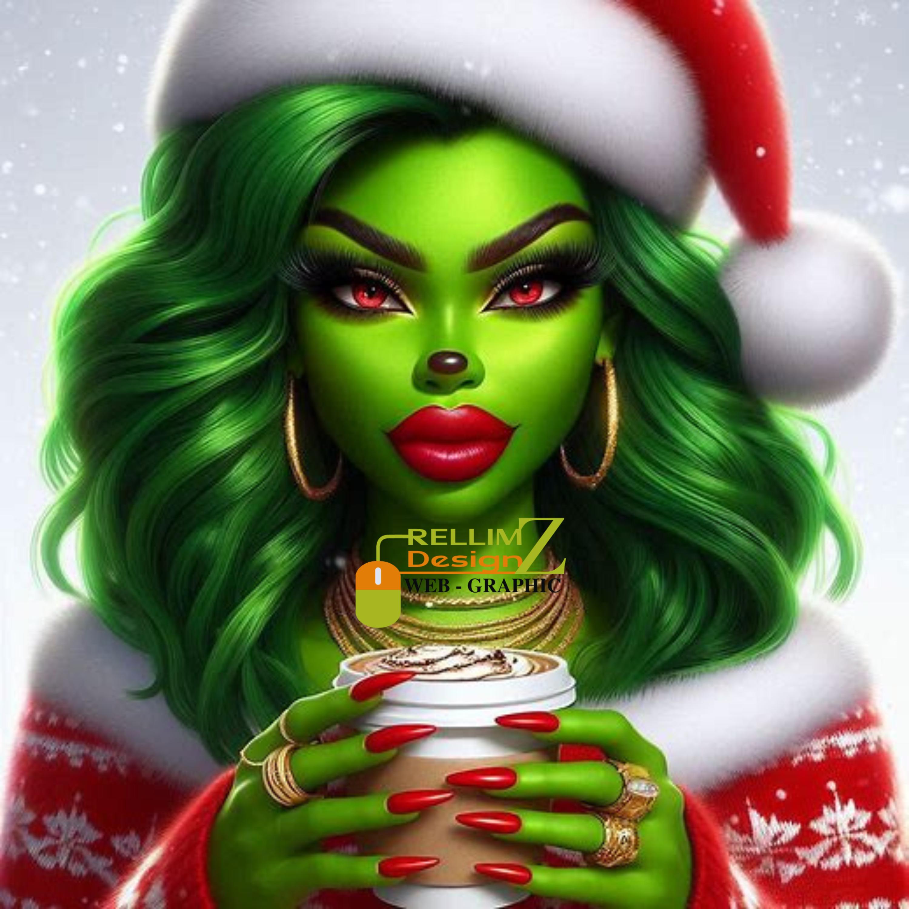 10 Beautiful African American Grinch Woman Digital Art | Christmas ...