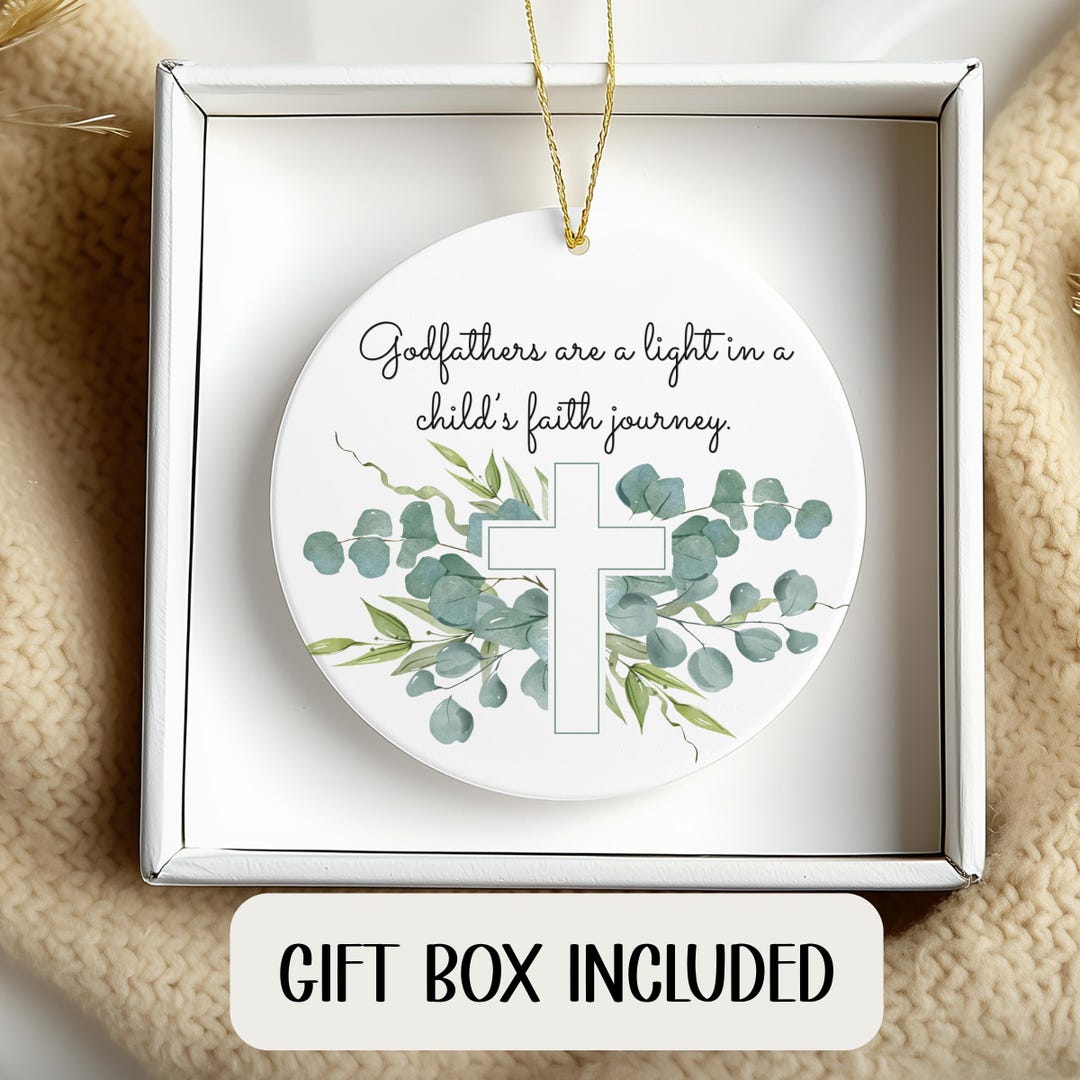 Personalized Godparent Cross Ornament 2025 Godfather Gift From Godchild ...