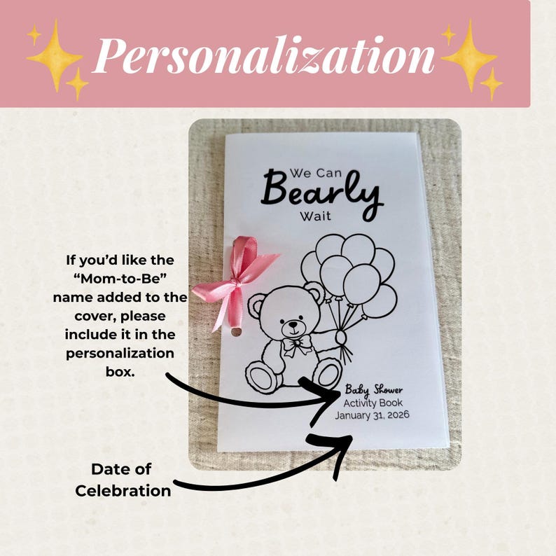 Baby Shower Activity Book Page Coloring Fun Kids Entertainment Child ...