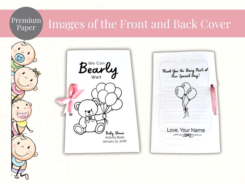 Baby Shower Activity Book Page Coloring Fun Kids Entertainment Child ...