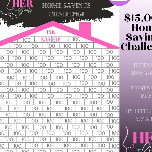Home Savings Challenge Printable - Etsy