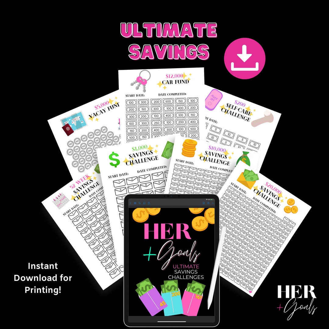 Ultimate Bundle Savings Challenge Printables, Savings Money Goal ...