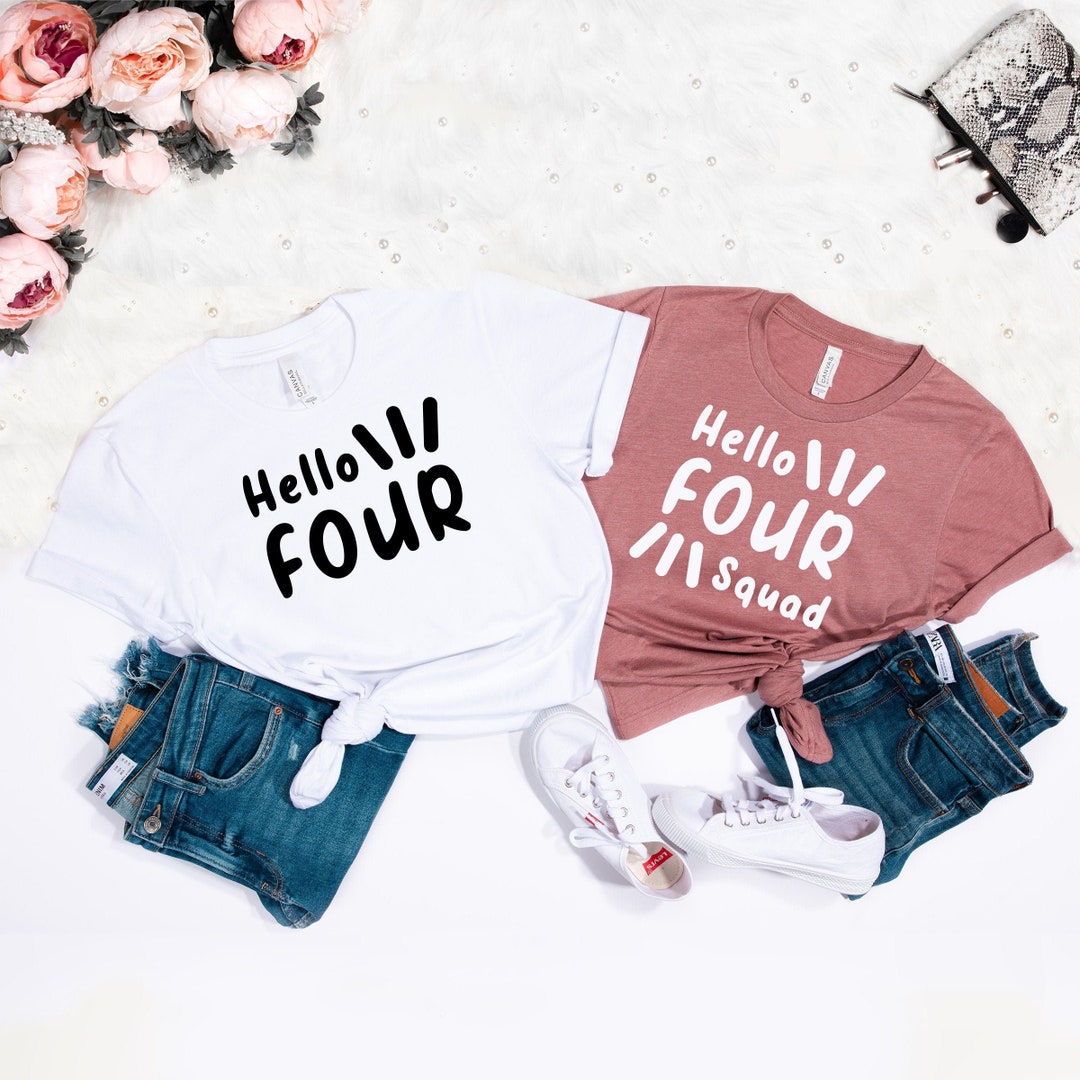 Hello 4 customizable T-shirt, Hello Four customizable Squad ...