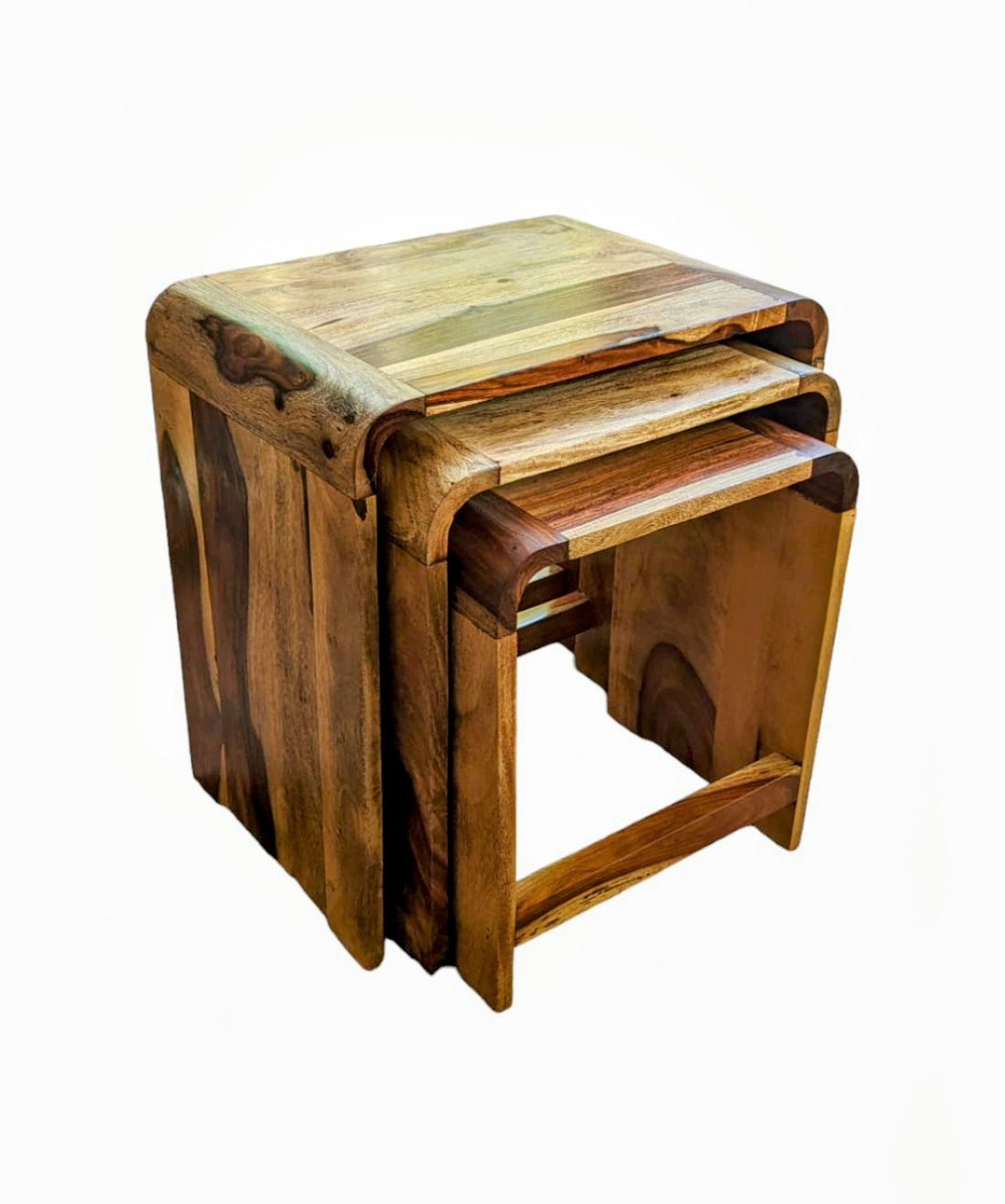 Solid Wood, Curved Edge Nest of Tables X 3 - Etsy