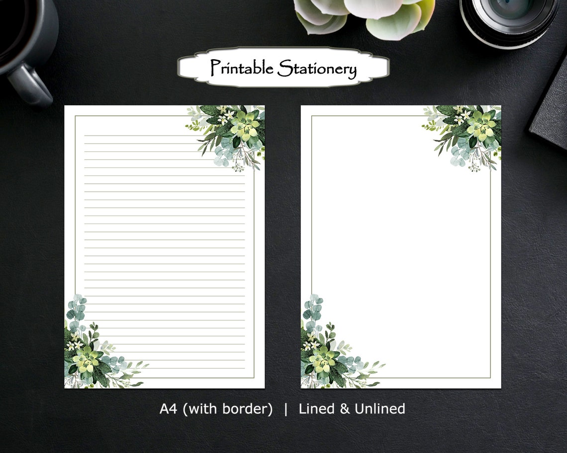 Greenery Printable Stationery Botanical Writing Paper | Etsy