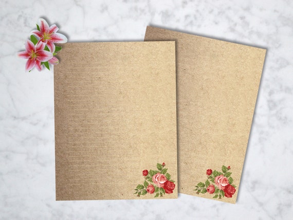 Vintage Rose Printable Stationery Floral Writing Paper - Etsy