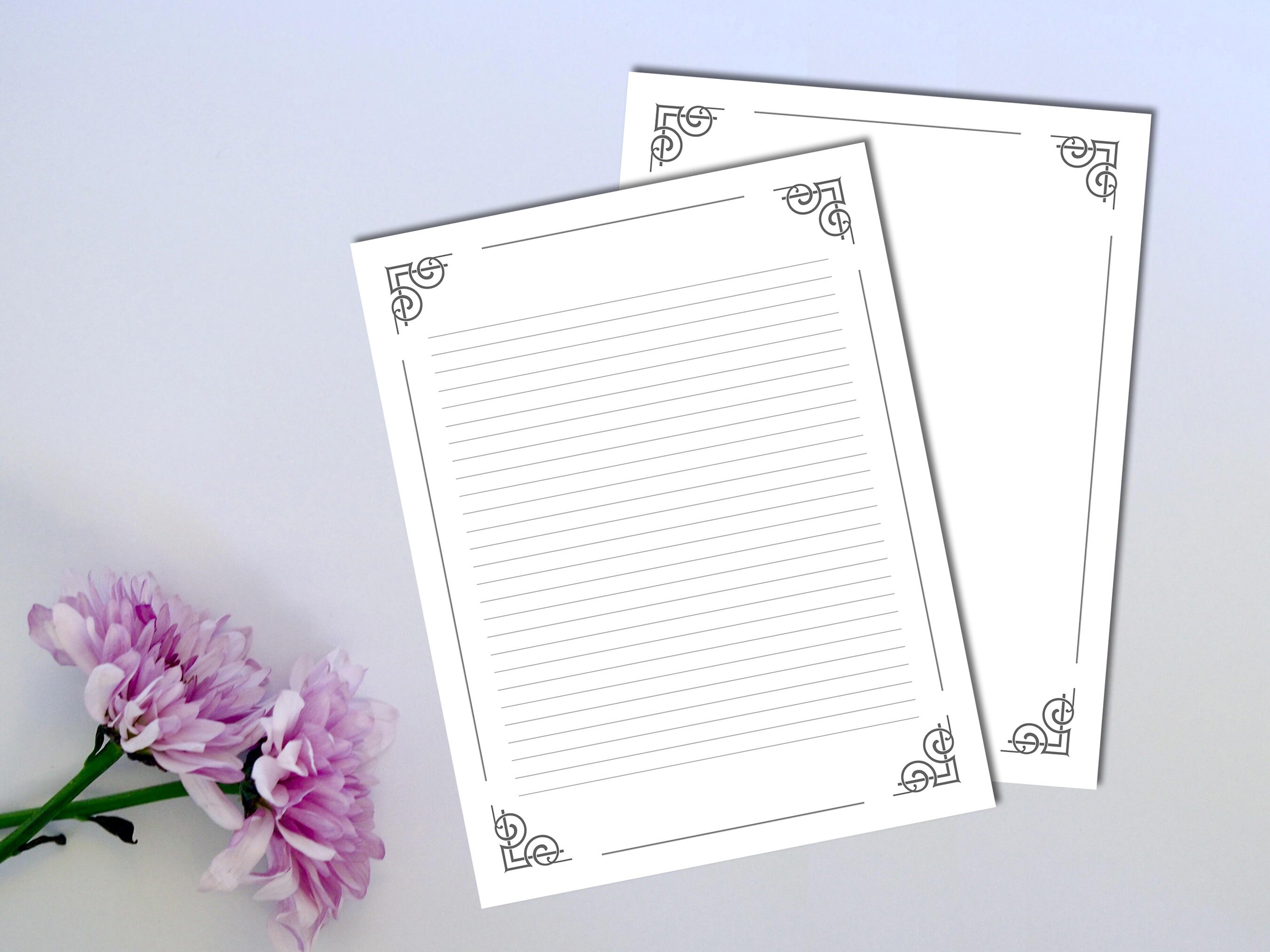 Minimalist Printable Stationery, Simple Writing Paper, Lined & Unlined ...