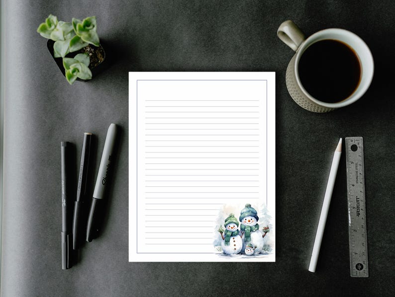 Snowman Family Printable Stationery, Winter Writing Paper, Journal Page ...