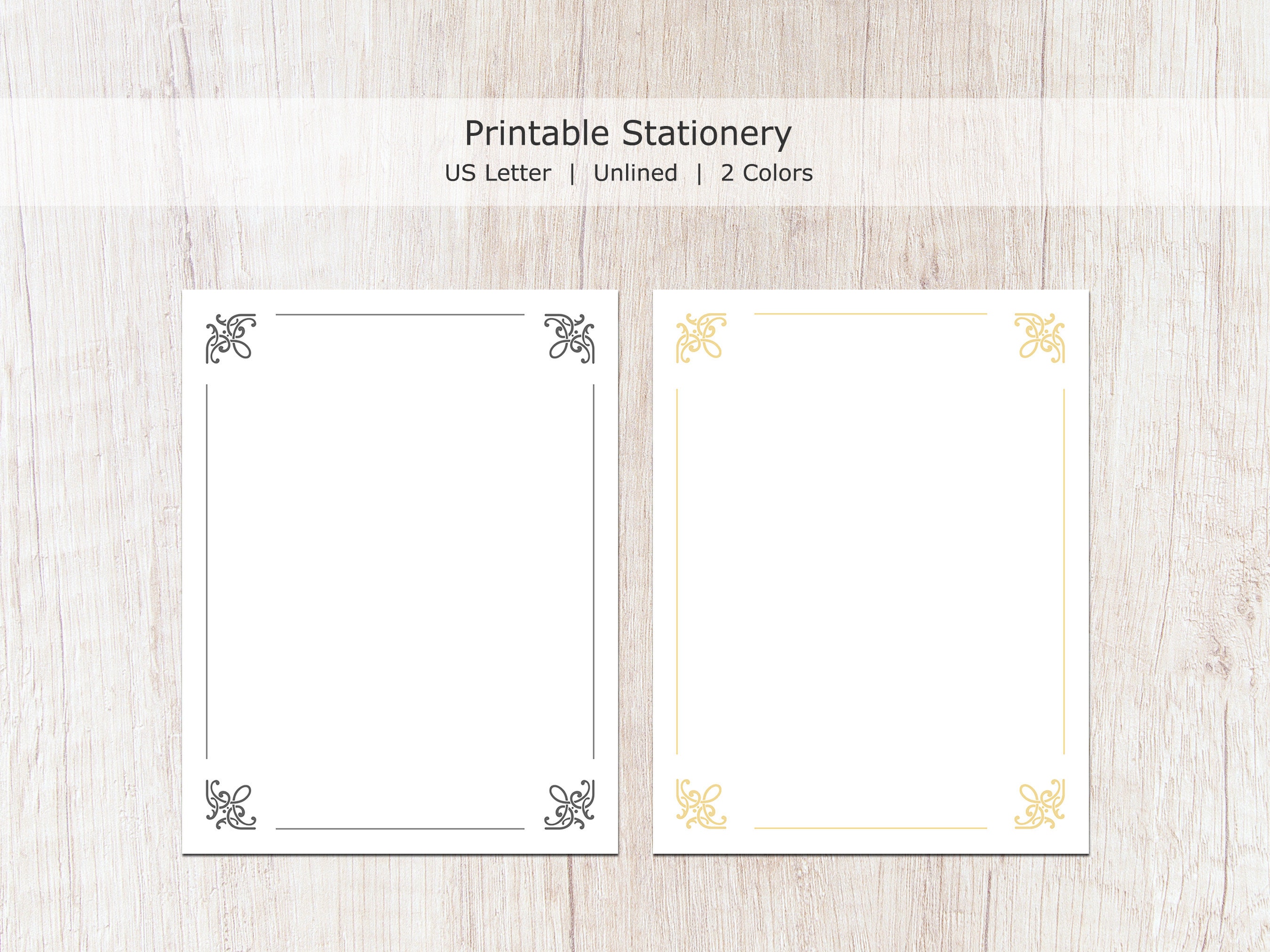 Minimalist Printable Stationery, Simple Writing Paper, Lined & Unlined ...