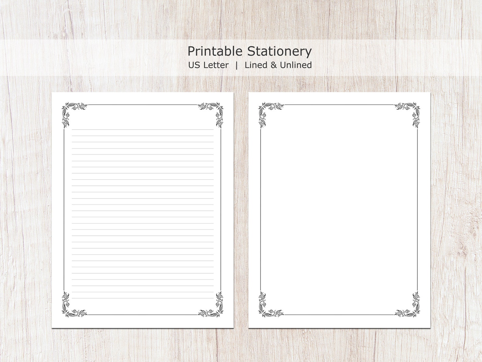 Minimalist Printable Stationery, Simple Writing Paper, Journal Paper ...