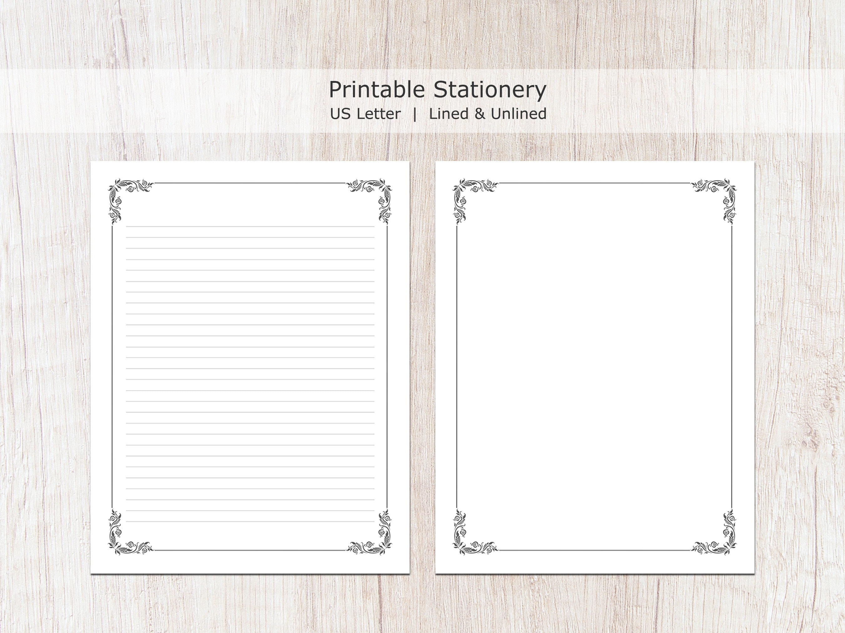 Minimalist Printable Stationery, Simple Writing Paper, Journal Paper ...