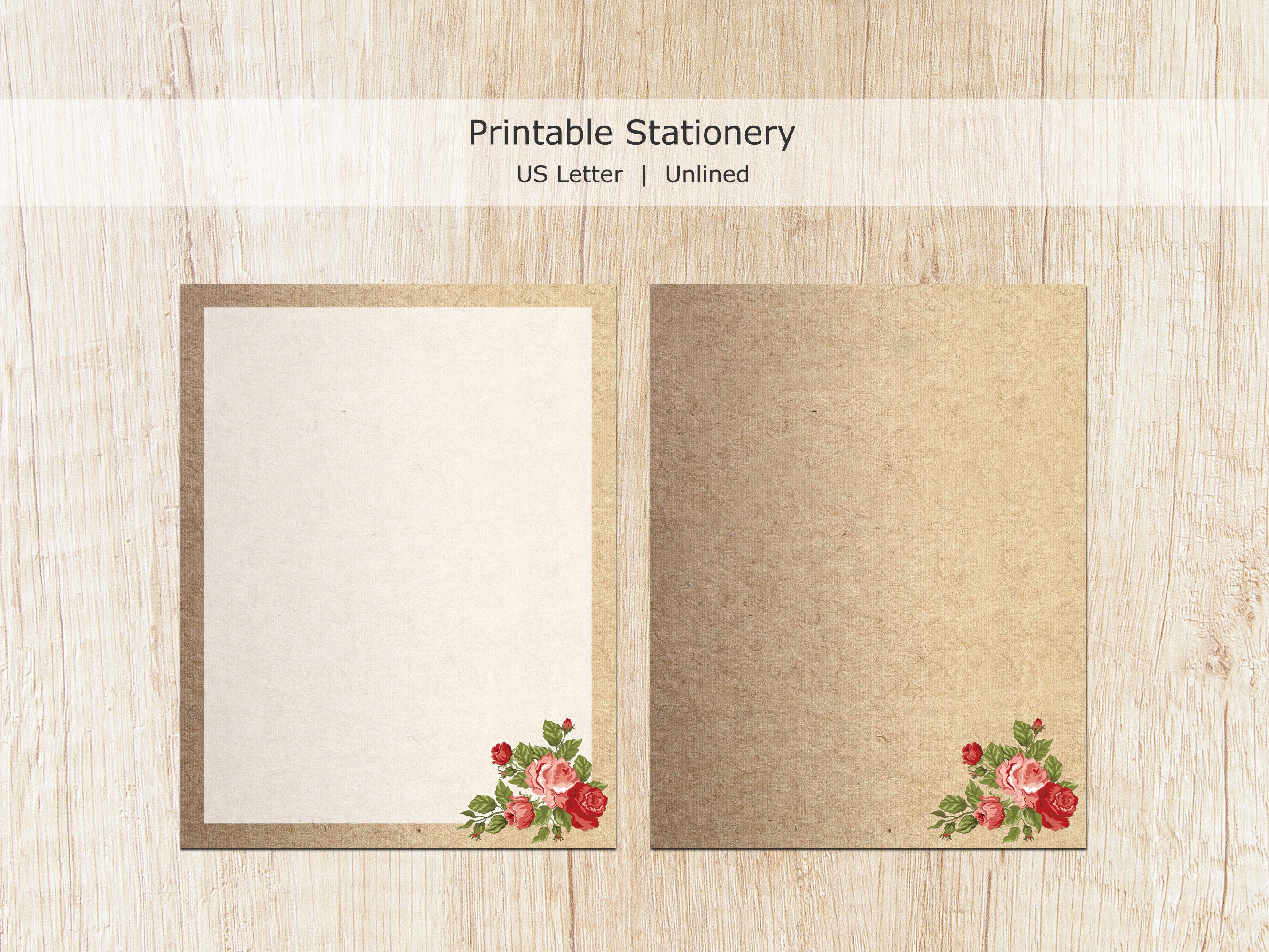 Vintage Rose Printable Stationery Floral Writing Paper - Etsy