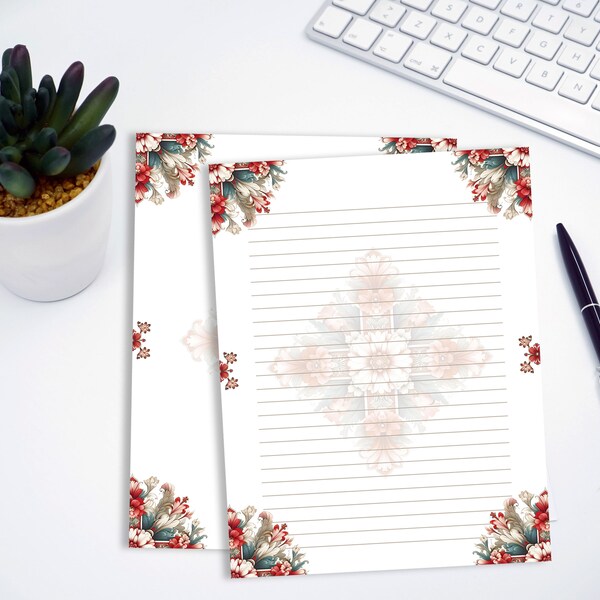 Watercolor Floral Printable Notepaper Set, 5 Designs, A5 / Half Letter ...