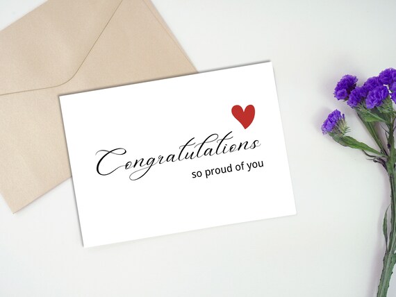 So Proud of You Printable Congratulations Card With Red - Etsy