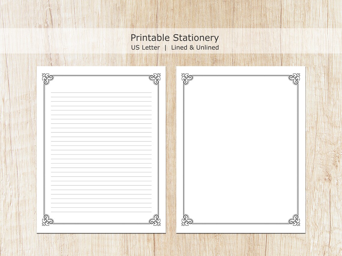 Minimalist Printable Stationery, Simple Writing Paper, Lined & Unlined ...