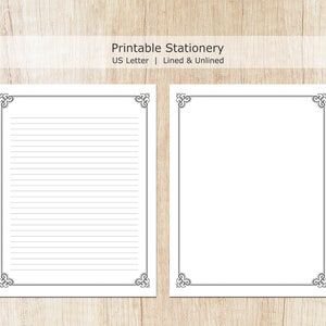 Minimalist Printable Stationery, Simple Writing Paper, Lined & Unlined ...