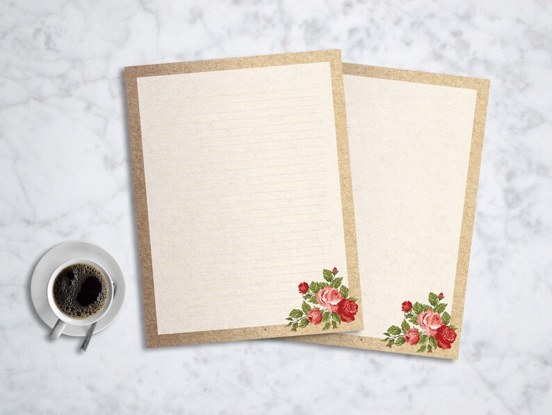 Vintage Rose Printable Stationery Floral Writing Paper - Etsy