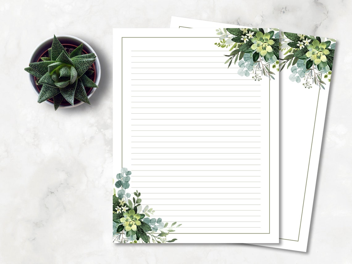 Greenery Printable Stationery, Botanical Writing Paper, Decorative ...